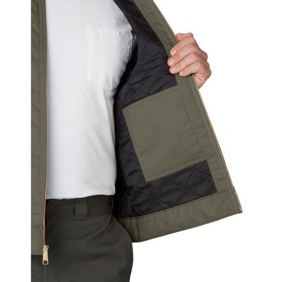 China Heavy Work Warm Down Jacket Hand Pockets Zip Up Front Durable Cotton Workwear for sale