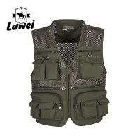 China Summer Designer Casual Biker Multi-pocket Mesh Utility Breathable Sleeveless Fishing Plus Size Men's Vests & Waistcoats for sale