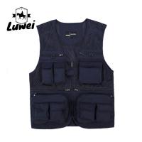 China Summer Designer Casual Biker Multi-pocket Mesh Utility Breathable Sleeveless Fishing Plus Size Men's Vests & Waistcoats for sale