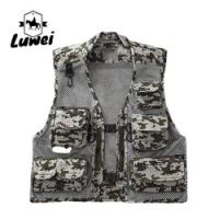 China Casual Cardigan Waistcoats Travel Camouflage Mesh Utility Photography Tactics Men Vest Mesh with Multiple Pockets for sale