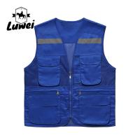 China Custom Logo Thin Multiple-pockets Waistcoats Utility Reflectives Strip Road Volunteer Work Clothes Reflective Safety Vest for sale