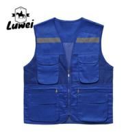 China Custom Logo Thin Multiple-pockets Waistcoats Utility Reflectives Strip Road Volunteer Work Clothes Reflective Safety Vest for sale