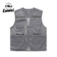 China Custom Logo Thin Multiple-pockets Waistcoats Utility Reflectives Strip Road Volunteer Work Clothes Reflective Safety Vest for sale
