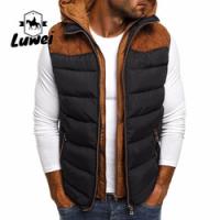 China Customized Sleeveless Zip Up Winter Polyester Utility Cotton Men's Quilted Hooded Bomber Vest with Hoody for sale