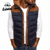 China Customized Sleeveless Zip Up Winter Polyester Utility Cotton Men's Quilted Hooded Bomber Vest with Hoody for sale