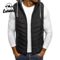 China Casual Outdoor Hooded Utility Warm Plus Size Zipper Drawstring Coatsmen Lightweight Quilted Waistcoat Vest for sale