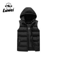 China Luxury Custom High Quality Sleeveless Detachable Hat Cargo Mens Wear Outdoor Winter Utility Vest Waistcoat for sale