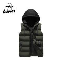 China Luxury Custom High Quality Sleeveless Detachable Hat Cargo Mens Wear Outdoor Winter Utility Vest Waistcoat for sale