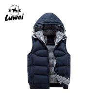 China China Custom Utility Warm Thick Waistcoat Utility Cotton Stand Collar Zipper Male Quilted Dress Vest Men with Hoodie for sale