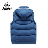 China China Custom Utility Warm Thick Waistcoat Utility Cotton Stand Collar Zipper Male Quilted Dress Vest Men with Hoodie for sale
