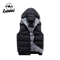 China China Custom Utility Warm Thick Waistcoat Utility Cotton Stand Collar Zipper Male Quilted Dress Vest Men with Hoodie for sale