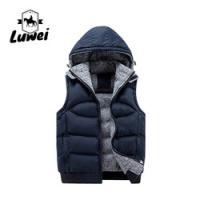 China China Custom Utility Warm Thick Waistcoat Utility Cotton Stand Collar Zipper Male Quilted Dress Vest Men with Hoodie for sale