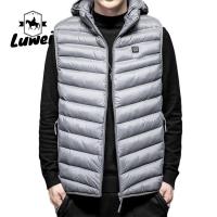 China Custom Classic Men Clothing Sleeveless Utility Waistcoats Hooded Quilted Warm Cotton Coat Waterproof Heated Vest for sale