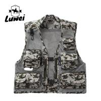 China Hot Sale Outdoor Men's Photography Vest Camouflage Utility Mesh Vest Multi-pocket Fishing Men Leisure Mesh Vest for sale