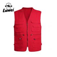 China 2022 Multi-pocket V-neck Cotton Plain Custom Utility Tank Top Vest Mens Clothing Men Cotton Vests Fishing Vests for sale