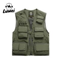 China 2022 Custom Printed Logo Fishing Hiking Tactical Outdoor Utility Multi Pocket Breathable Work Mesh Men's Vests for sale