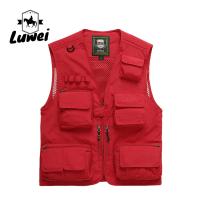 China 2022 Custom Printed Logo Fishing Hiking Tactical Outdoor Utility Multi Pocket Breathable Work Mesh Men's Vests for sale