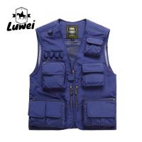 China 2022 Custom Printed Logo Fishing Hiking Tactical Outdoor Utility Multi Pocket Breathable Work Mesh Men's Vests for sale