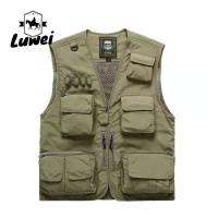 China High Quality Breathable Mesh Outdoor Multi-pocket Utility Men's Vests Men's Zipper Fishing Vest Waistcoat For Men for sale
