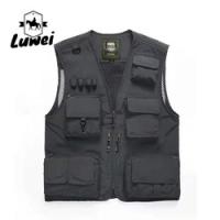 China High Quality Breathable Mesh Outdoor Multi-pocket Utility Men's Vests Men's Zipper Fishing Vest Waistcoat For Men for sale
