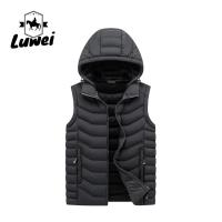 China Custom Embroidered Windbreaker Hooded Sleeveless Utility Coat Thickened Men's Gilet Quilted Waistcoat Vest for sale