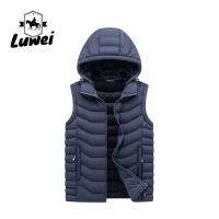 China Custom Embroidered Windbreaker Hooded Sleeveless Utility Coat Thickened Men's Gilet Quilted Waistcoat Vest for sale