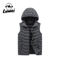 China Custom Embroidered Windbreaker Hooded Sleeveless Utility Coat Thickened Men's Gilet Quilted Waistcoat Vest for sale