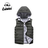 China Cotton Padded Cold Weather Vest Regular Stand Collar Waistcoat With Hooded for sale