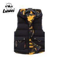 China Zipper Up Cold Weather Vest Sleeveless Reversible Hooded Cotton Padded Vest for sale