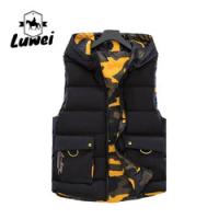 China Zipper Up Cold Weather Vest Sleeveless Reversible Hooded Cotton Padded Vest for sale