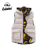 China Zipper Up Cold Weather Vest Sleeveless Reversible Hooded Cotton Padded Vest for sale