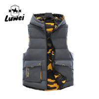 China Zipper Up Cold Weather Vest Sleeveless Reversible Hooded Cotton Padded Vest for sale