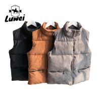 China Corduroy Zipper Bubble Jacket Vest Utility Sleeveless Black Quilted Puffer Men Vest for sale