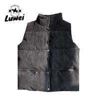 China Corduroy Zipper Bubble Jacket Vest Utility Sleeveless Black Quilted Puffer Men Vest for sale