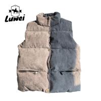 China Corduroy Zipper Bubble Jacket Vest Utility Sleeveless Black Quilted Puffer Men Vest for sale