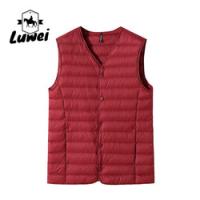 China V Neck Bubble Vest Jacket Polyester Lightweight Outdoor Sport Waistcoat for sale