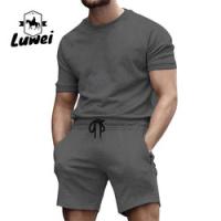 China Cotton Jogging Men Sportswear Set Gym Tracksuit Drawstring 2 Piece Track Suit for sale