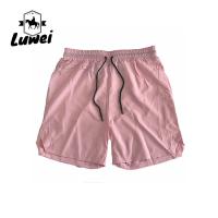 China Drawstring Men Sports Shorts Polyester Woven Plain Jogger Workout Shorts for sale
