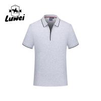 China Knitting Embroidery Short Sleeve Polo T Shirts Cotton Button Turn Down Collar for sale
