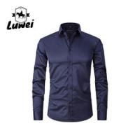 China Solid Color Men Shirts Apparel Business Casual Polyester Stand Collar Clothes for sale