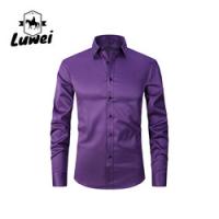 China Solid Color Men Shirts Apparel Business Casual Polyester Stand Collar Clothes for sale