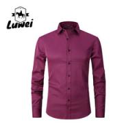 China Solid Color Men Shirts Apparel Business Casual Polyester Stand Collar Clothes for sale