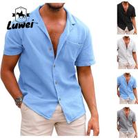 China Button Collar Men Casual Shirts Single Breasted Retro Slim Full Plus Size for sale