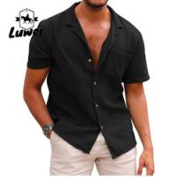 China Button Collar Men Casual Shirts Single Breasted Retro Slim Full Plus Size for sale