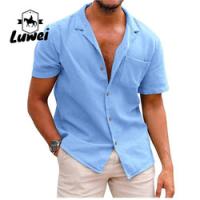 China Button Collar Men Casual Shirts Single Breasted Retro Slim Full Plus Size for sale