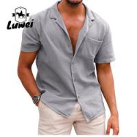 China Button Collar Men Casual Shirts Single Breasted Retro Slim Full Plus Size for sale
