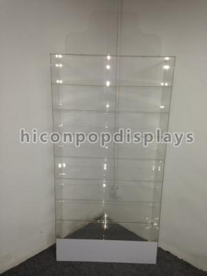 China Flooring Large Pure Transparent Acrylic Cosmetics Display Cases With Shelves for sale