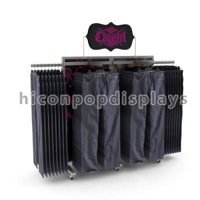 China High End Metal Clothing Store Fixtures Movable For Cowboy Jeans for sale