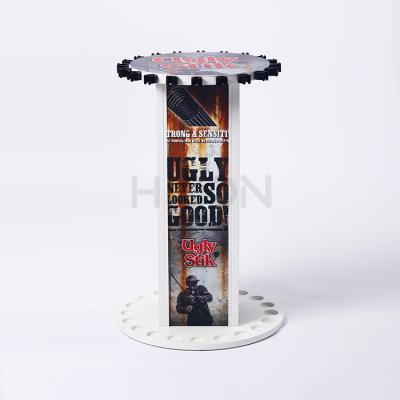 China Round Shape Retail Fishing Rod Display Rack, Wooden Fishing Rod Display for sale