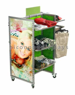 China 4 - caster Retail Visual Merchandising Displays Wood Movable Floor Standing for sale